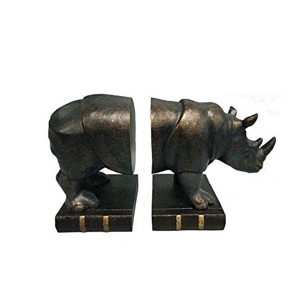 Comfy Hour Wildlife Collection Bronze Rhino Art Bookends, Animal ...