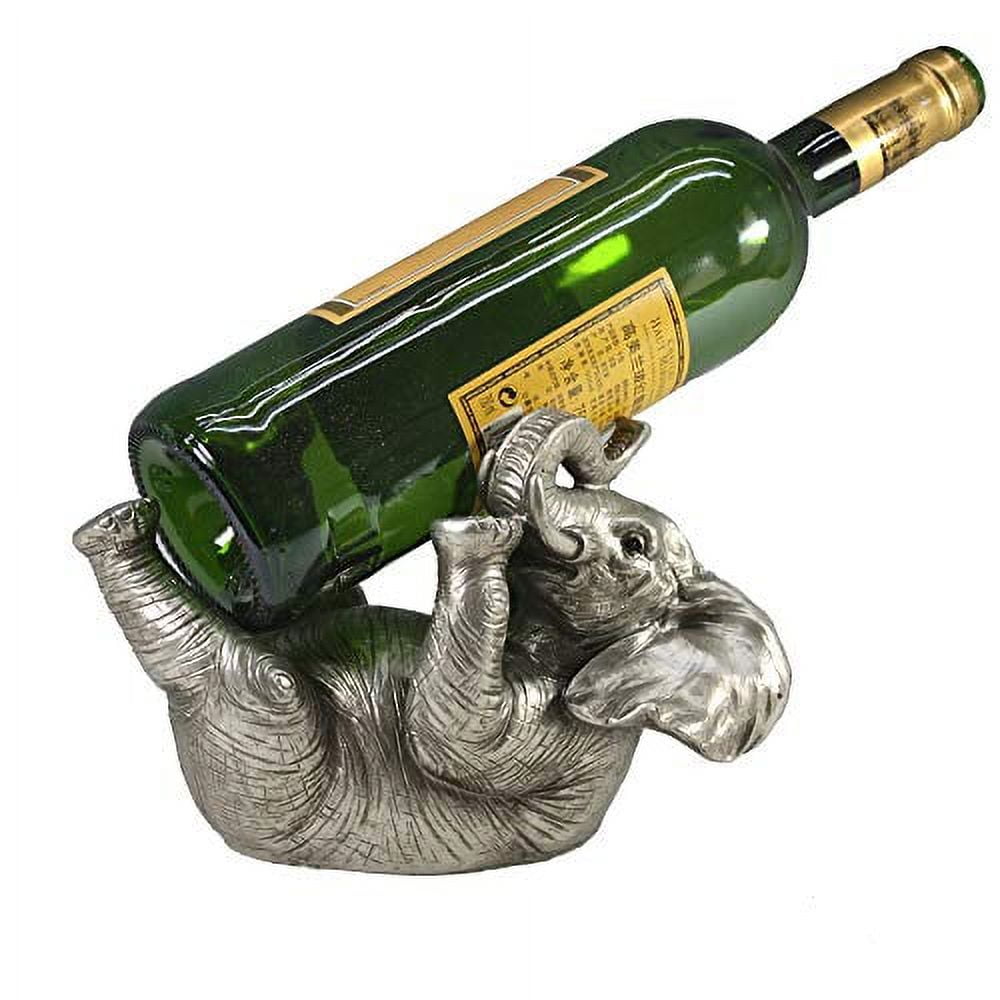 Comfy Hour Wildlife Collection Resin 5" Silvery Elephant Wine Rack ...