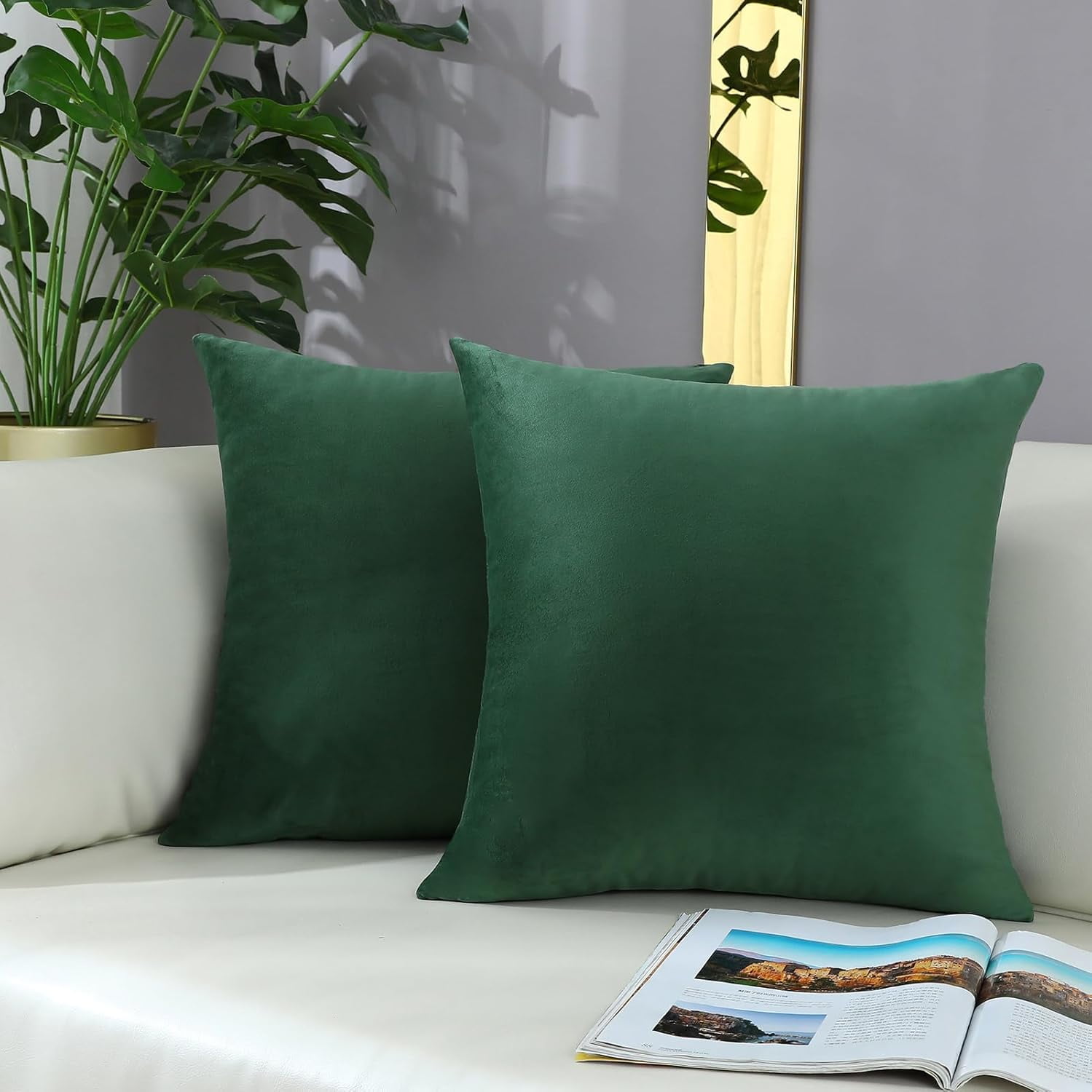 Comfy Hunter Green Throw Pillow Covers Decorative Square Thick Super ...