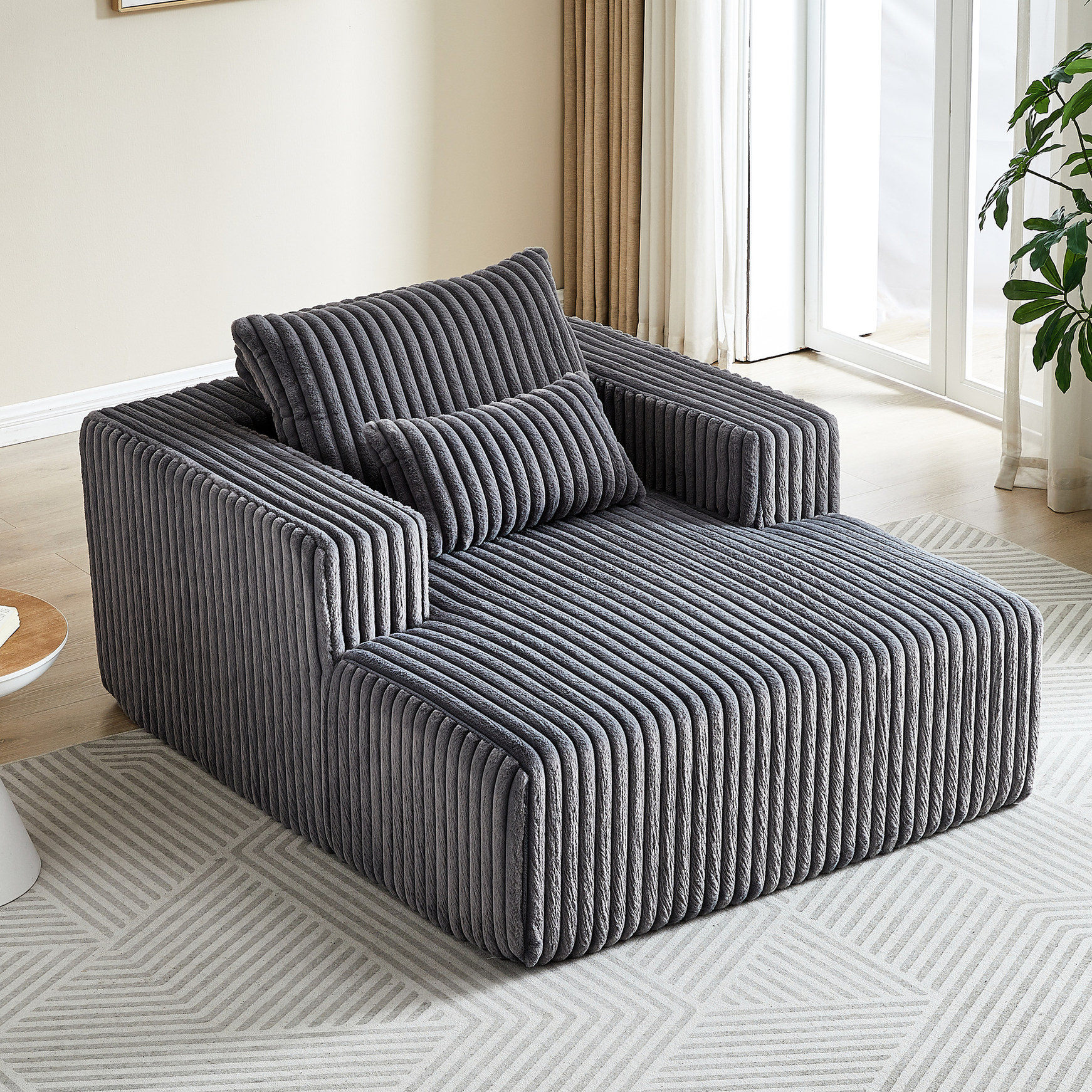 Comfy Modern Corduroy Lounge Chair, No Assembly - Indoor Bedroom ...