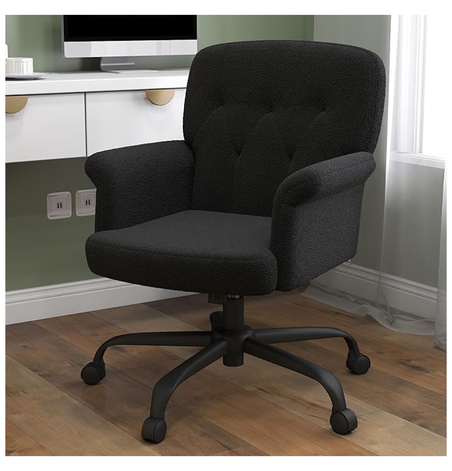 Comfy Office Chair, Fuzzy Desk Chair with Wheels & Arms, Swivel ...