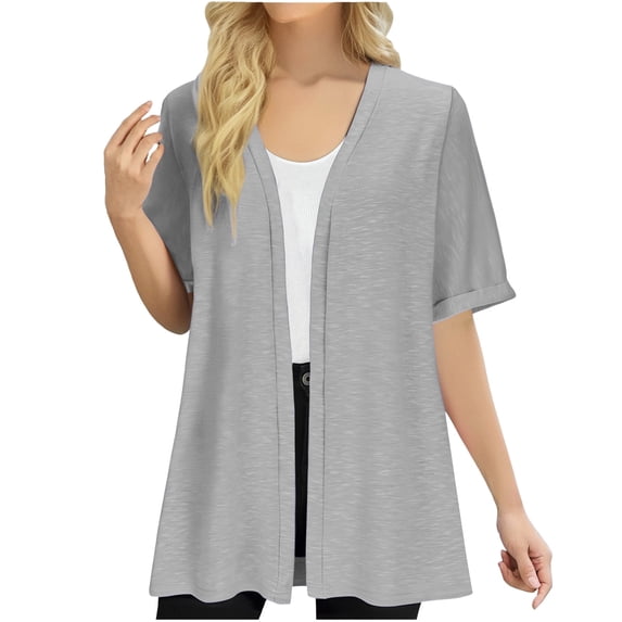 Comfy Open Front Cardigan for Women Short Sleeve Lightweight Cover Ups ...