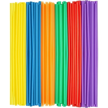 Jacent Disposable Plastic Drinking Straws: 125 Count, Bendable Neon ...