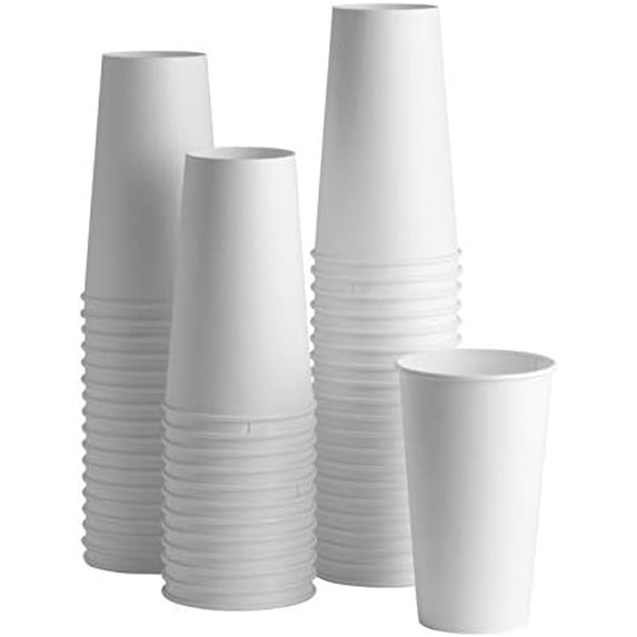 Comfy Package [100 Count 20 oz. Disposable White Paper Cups, Hot Coffee ...
