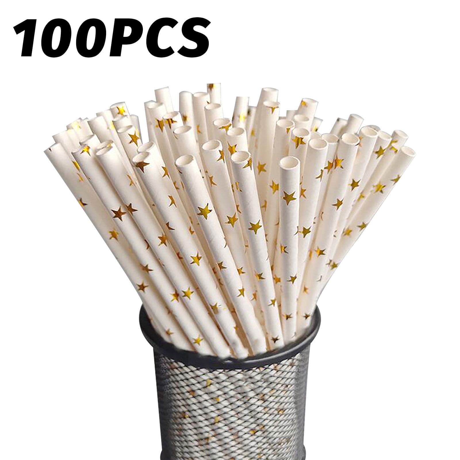 Comfy Package, [100 Pack] Striped Paper Drinking Straws 100% ...