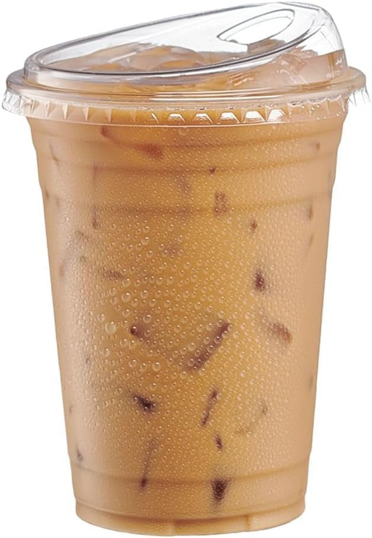 Gusto 16 Oz Crystal Clear Plastic Cups With Strawless Sip Lids 50 Pack