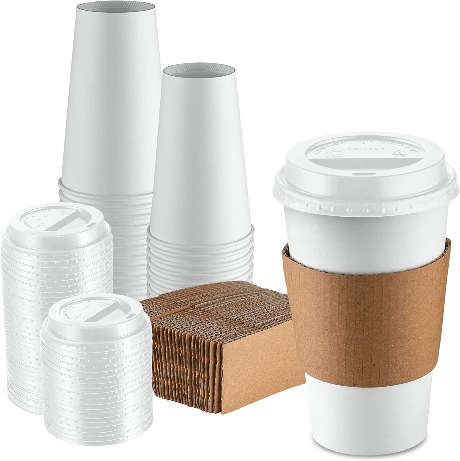 Comfy Package Coffee To Go: 16oz Disposable Cups with Lids & Sleeves ...