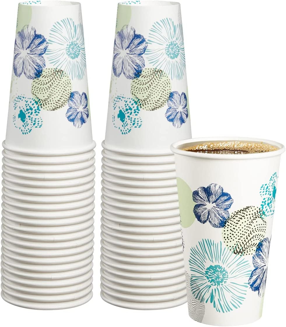 Comfy Package Heavy Duty Comfy 16 Oz Floral Paper Cups, Large Hot/Cold ...