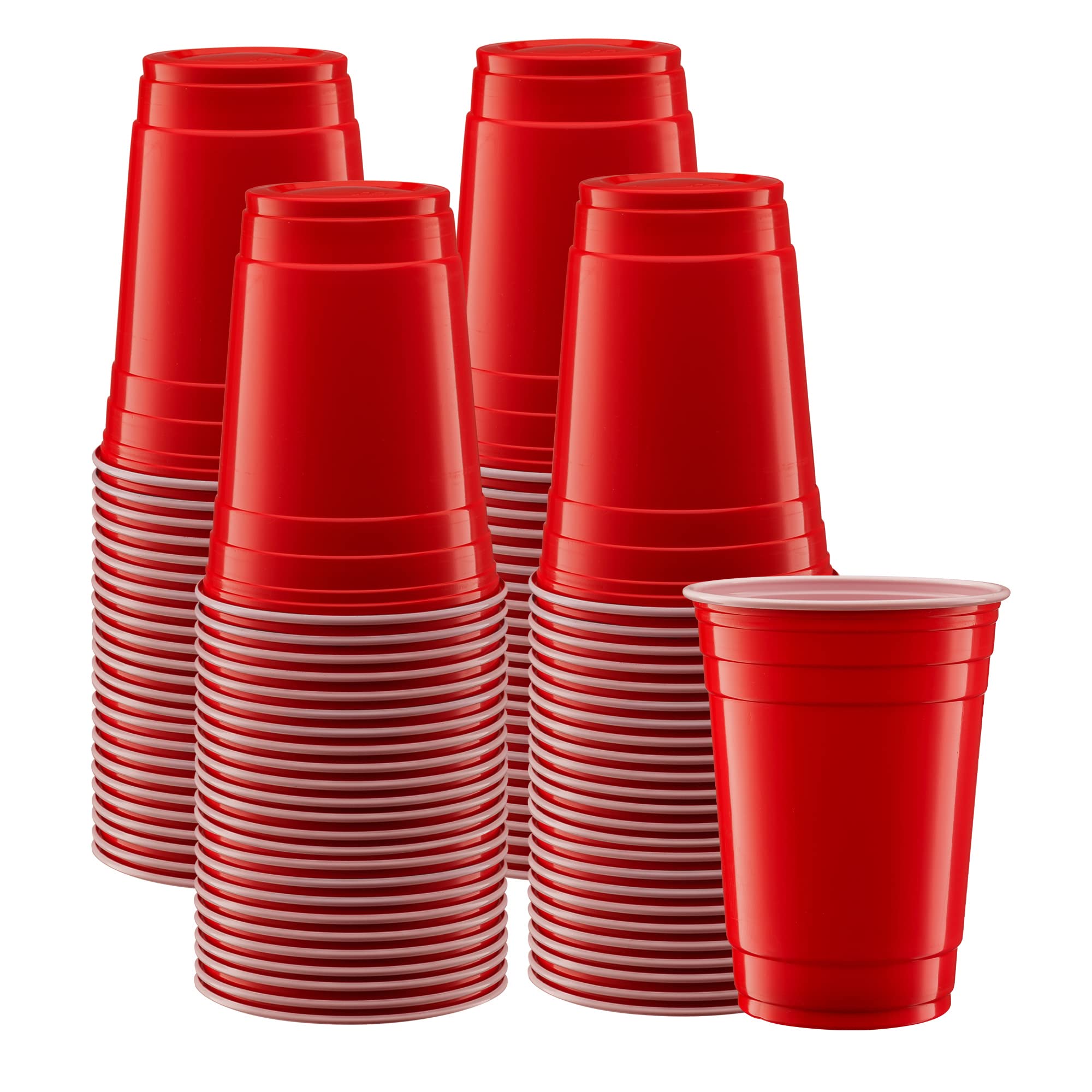 Comfy Package [18 oz. - 100 Count Disposable Plastic Red Cups, Party ...