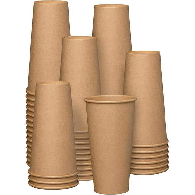 Comfy Package 100-Pack 20 Oz Kraft Paper Unbleached Disposable Coffee ...