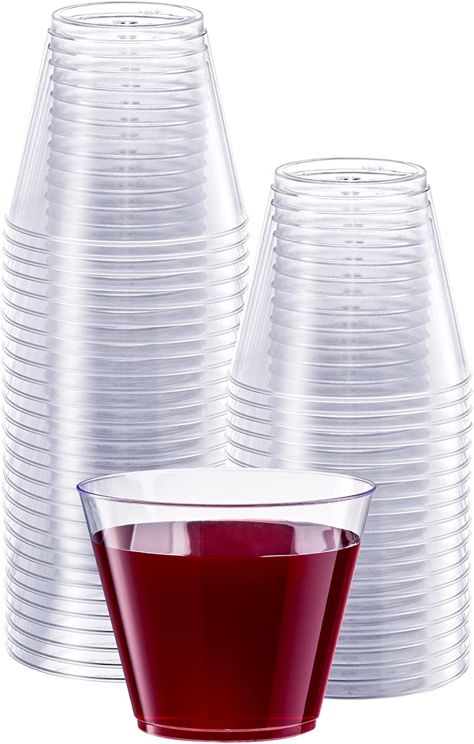 Comfy Package 9 Oz Disposable Shot Glasses Clear Plastic Cups, 100-Pack ...