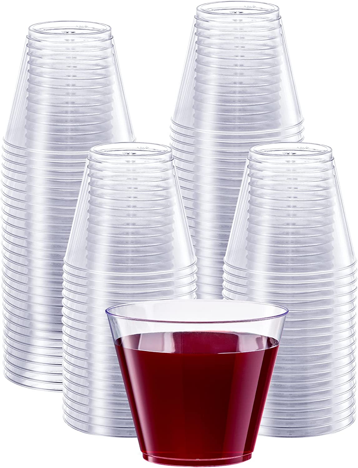 Comfy Package 9 Oz Disposable Shot Glasses Clear Plastic Cups, 100-Pack ...