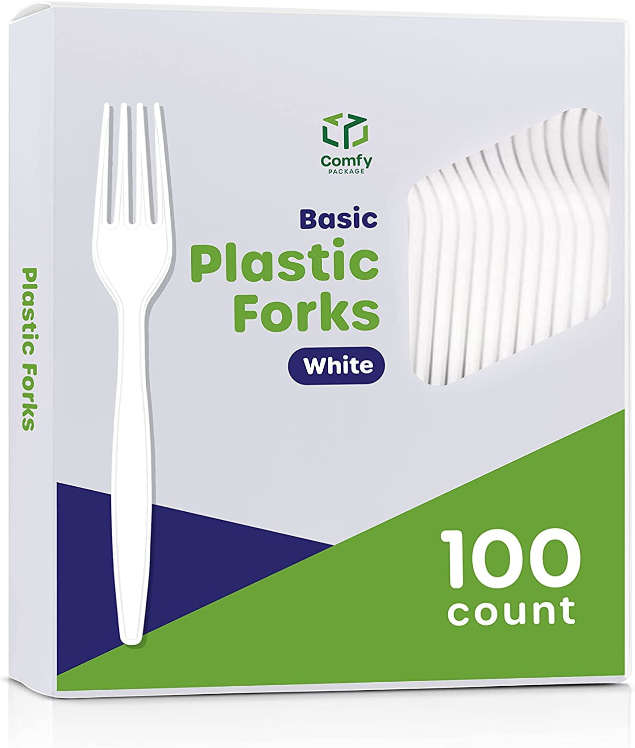 Comfy Package Heavy Duty Disposable Plastic Forks, 100-Pack, White ...