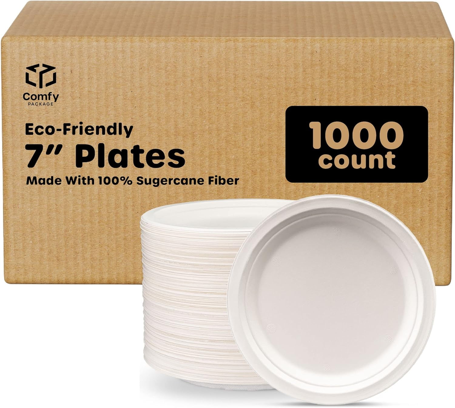 Comfy Package [Case of 1,000 7 Inch Heavy-Duty Paper Plates, 100% ...