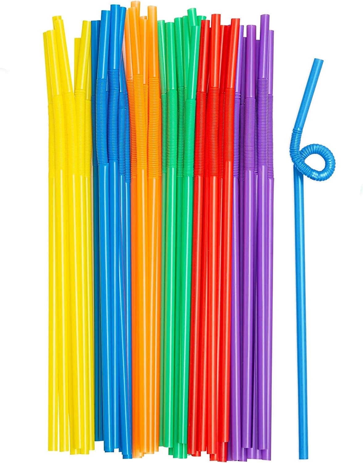 Comfy Package 200-Pack Long Bendable Disposable Straws, Flexible ...