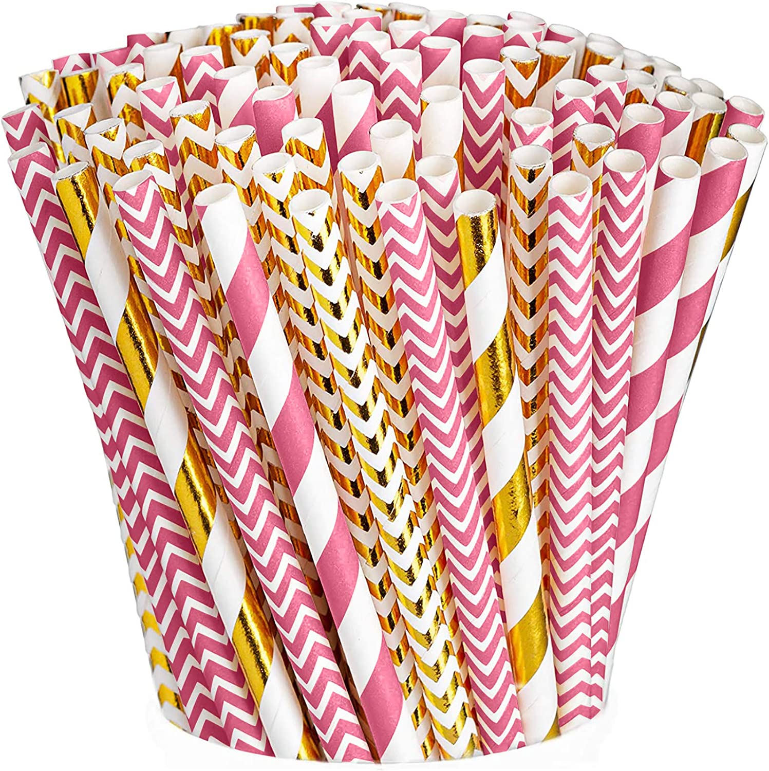 Comfy Package Biodegradable Colored Paper Straws for Large Milkshake ...