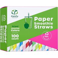 Comfy Package Biodegradable Colored Paper Straws for Large Milkshake ...