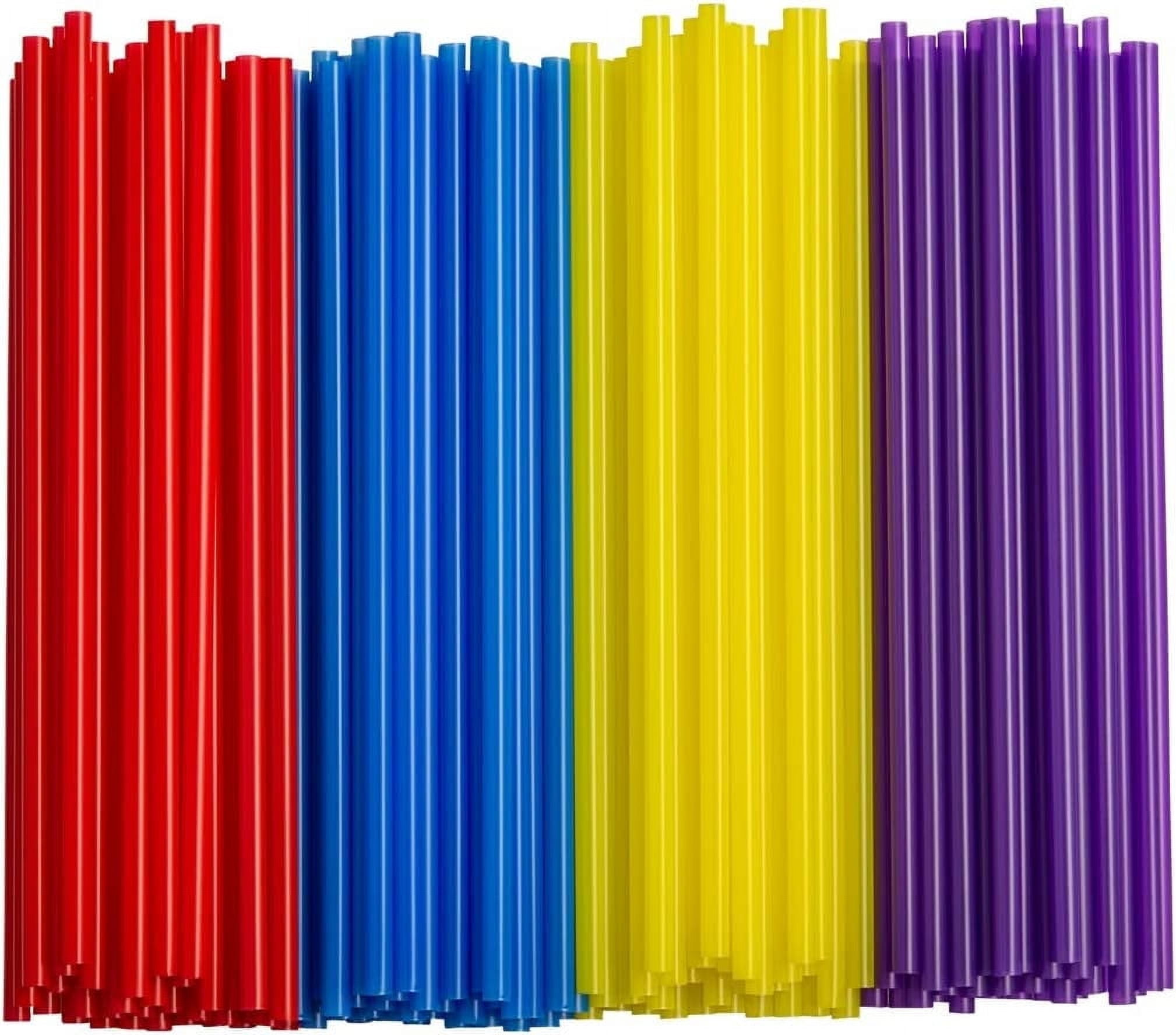 Comfy Package 250-Pack Assorted Plastic Straws, Long Drinking ...