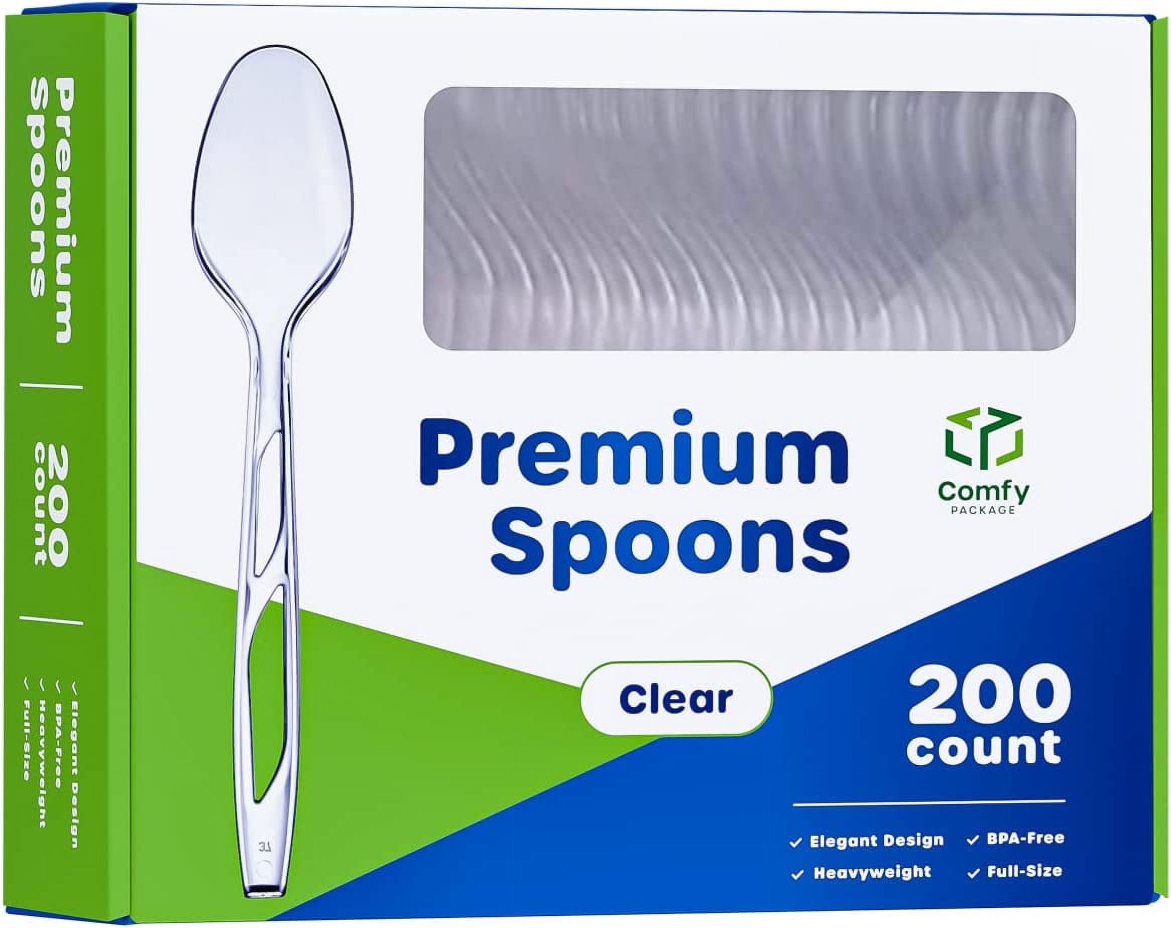 Great Value Premium Clear Disposable Plastic Spoons, Clear, 100 Count ...
