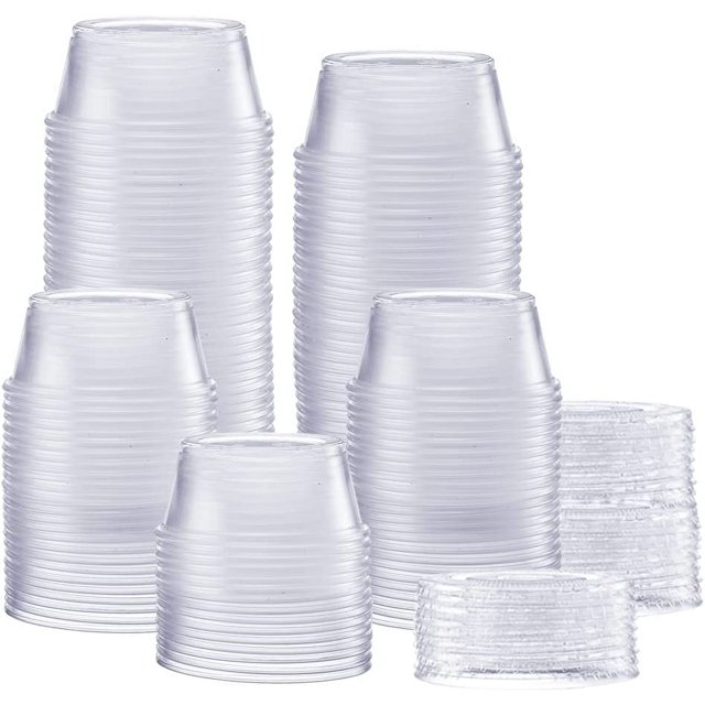 Comfy Package Small Plastic Cups with Lids 3.25 Oz Mini Cups for Jello ...