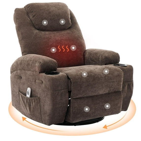 Comfy Recliner Chair with Massage & Heat, 360° Swivel Rock Recliner ...