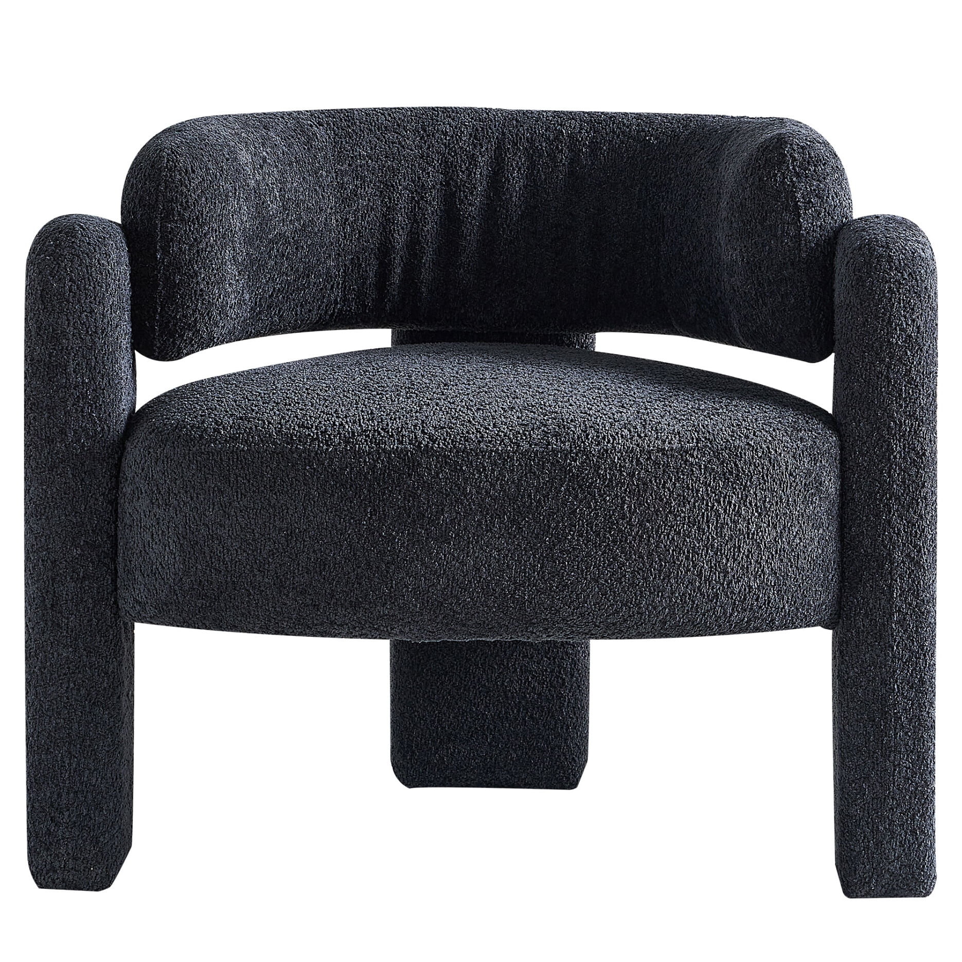 Comfy Round Barrel Accent Chair, Modern Boucle Upholstered Armchair ...