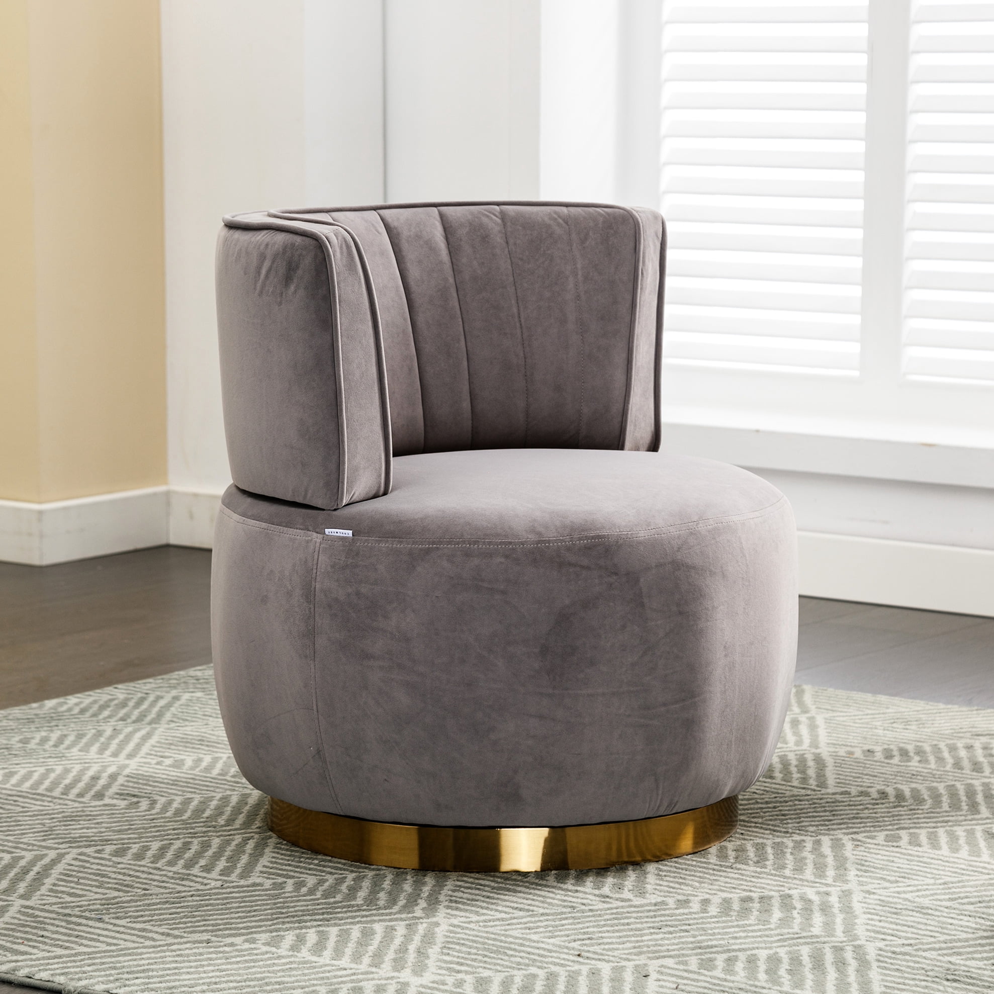 Comfy Round Swivel Cuddle Chair, Velvet Upholstered, Suitable For ...