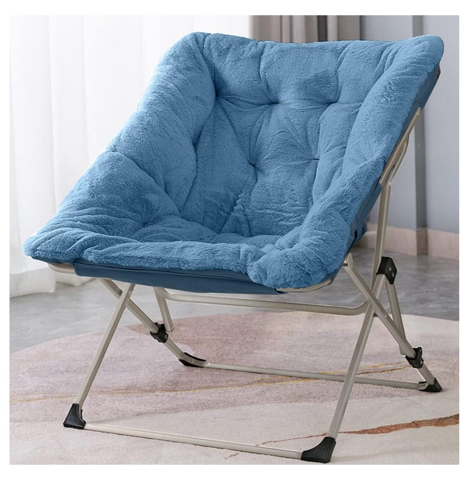 Comfy Saucer Chair for Adults, Soft Faux Fur Folding Lounge Chair for ...