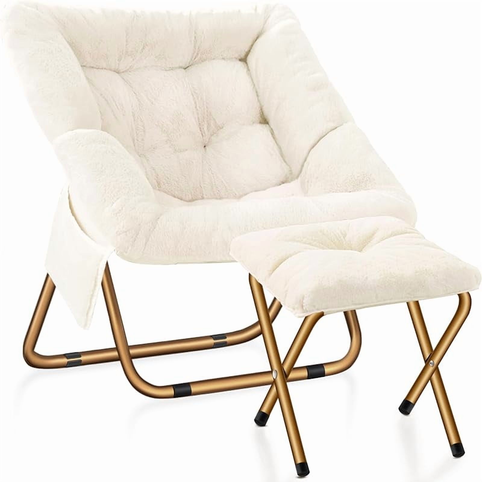 Comfy Saucer Chair, Foldable Living Room Chairs, Soft Faux Fur Lounge ...