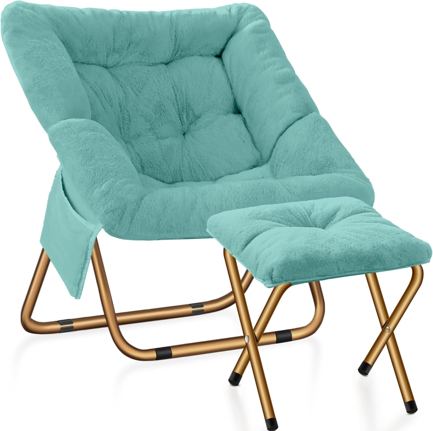 Comfy Saucer Chair, Foldable Living Room Chairs, Soft Faux Fur Lounge ...