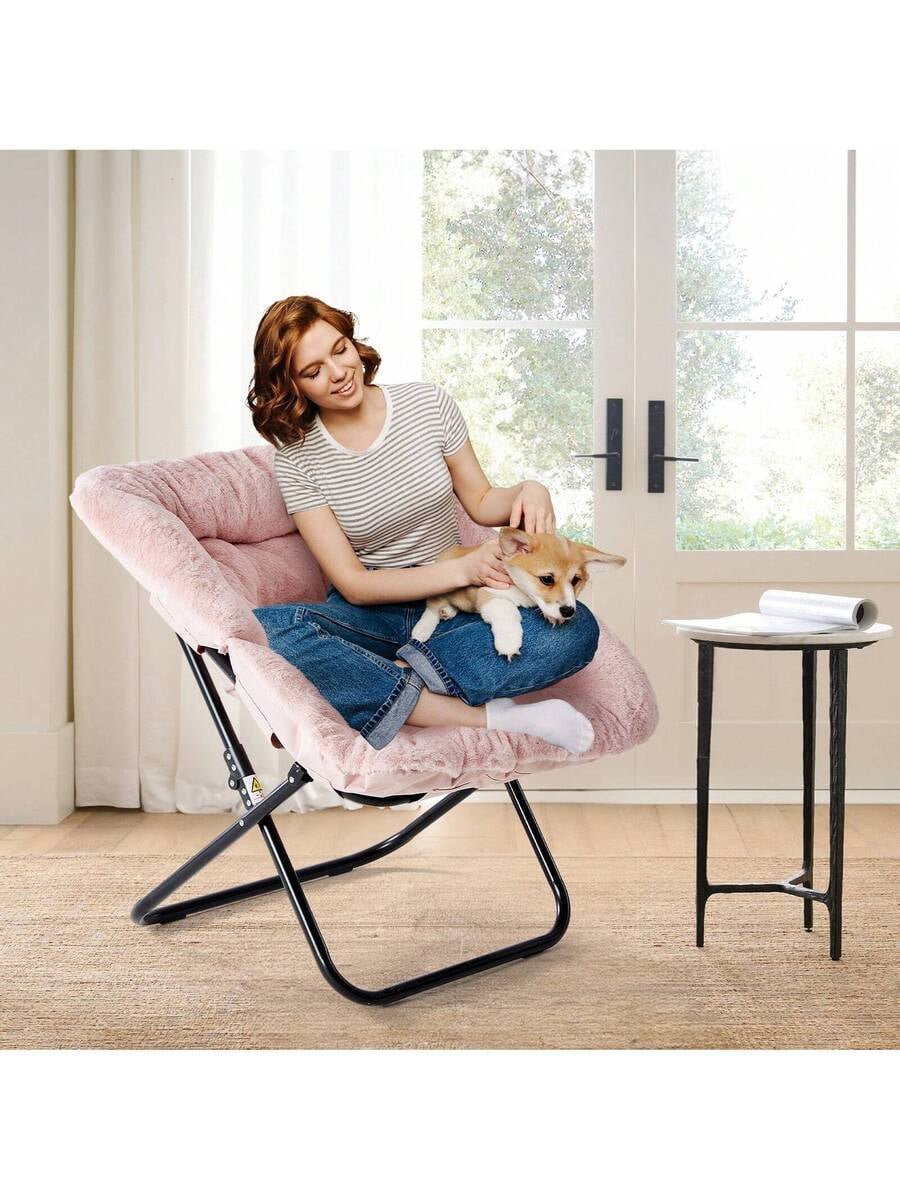 Comfy Saucer Chair, Soft Faux Fur Oversized Folding Accent Chair ...