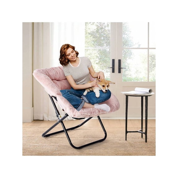 Comfy Saucer Chair, Soft Faux Fur Oversized Folding Accent Chair ...