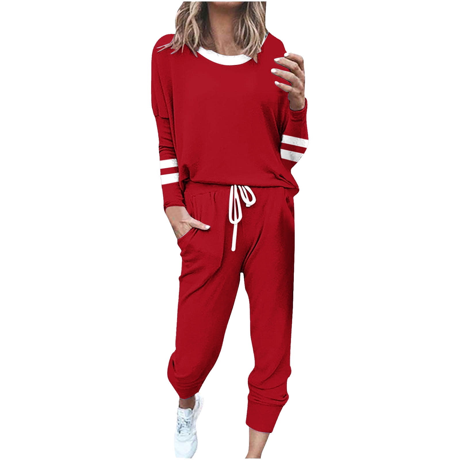 Comfy Sets for Women Clothing Women's Fashionable Loose Color Blocking ...