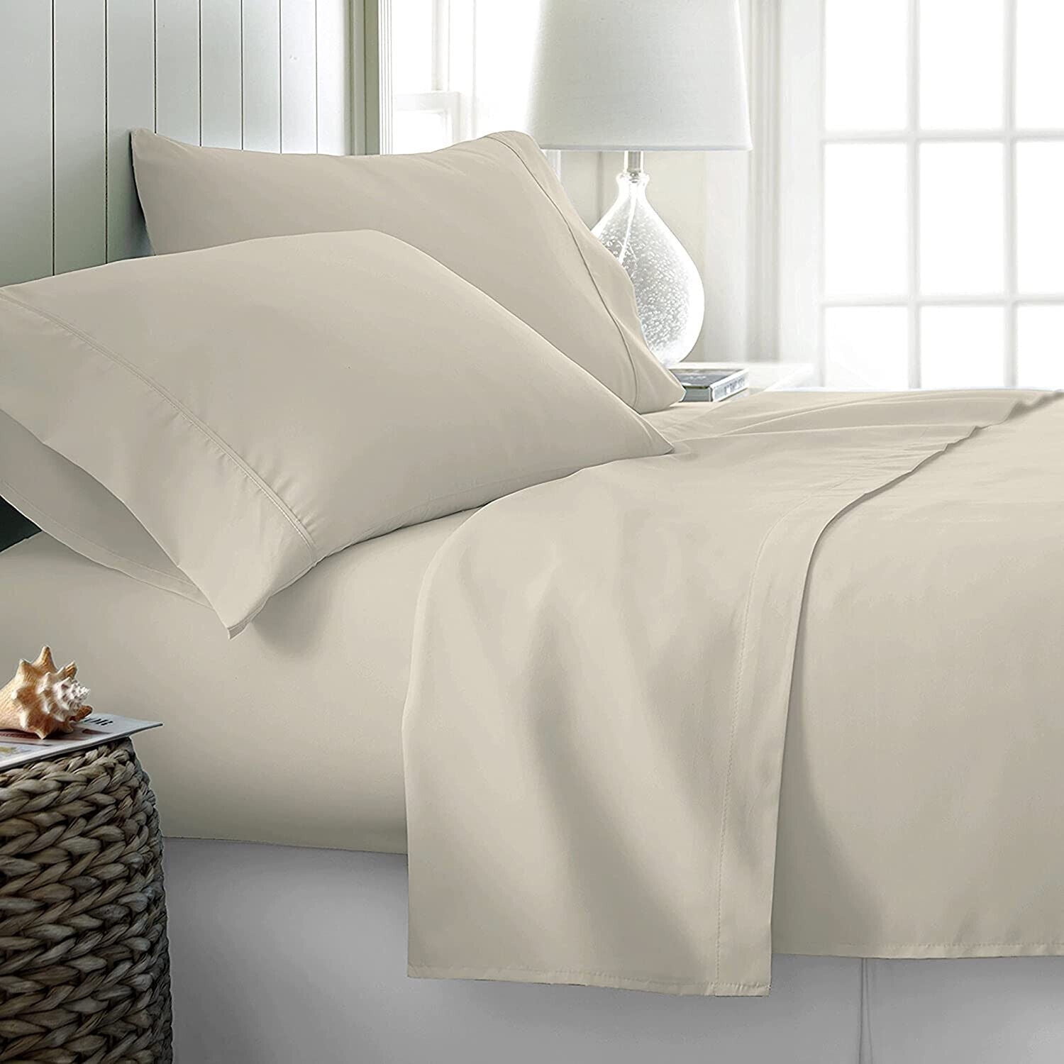 Comfy Sheets Egyptian Cotton 1000-TC Queen Sheets 6 Piece Set - SAND ...