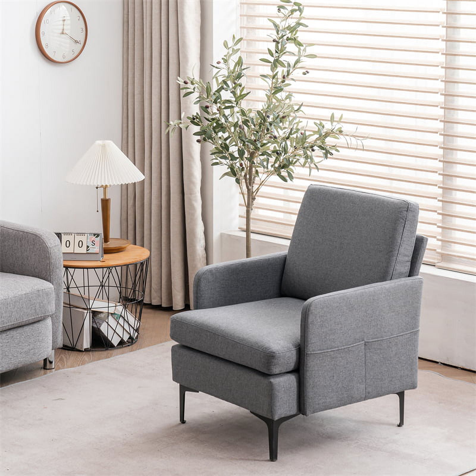 Comfy Single Sofa with Soft Seat Cushion and Backrest, Upholstered ...