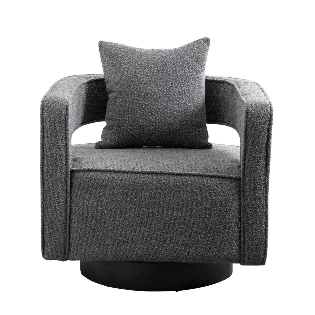 Comfy Sofa Chair with Black Metal Base and 1 Pillow, Swivel Accent ...