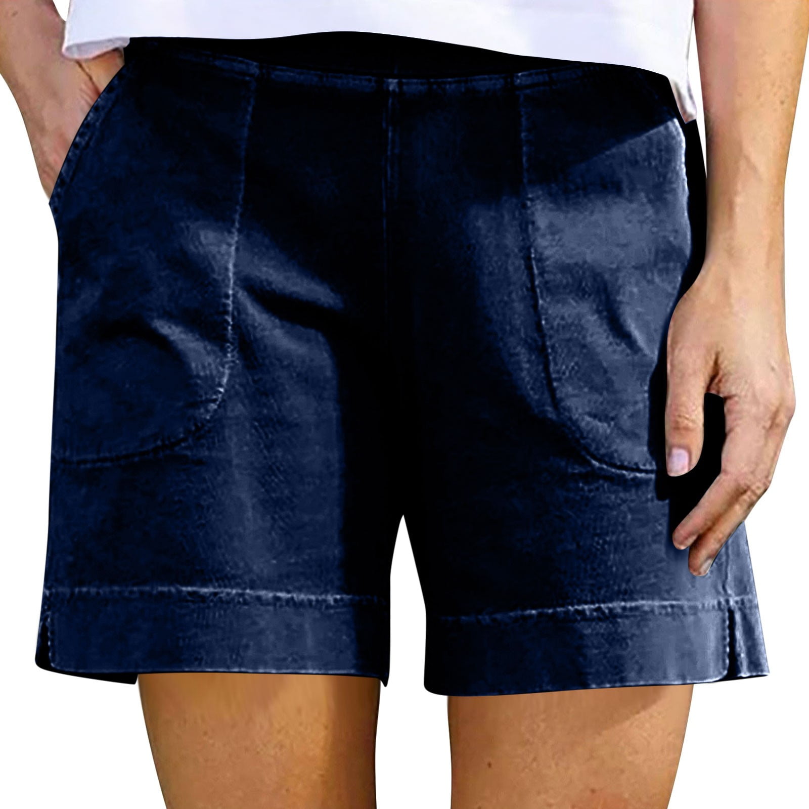 Comfy Stretch Twill Shorts for Women Casual Summer Shorts Elastic Waist ...