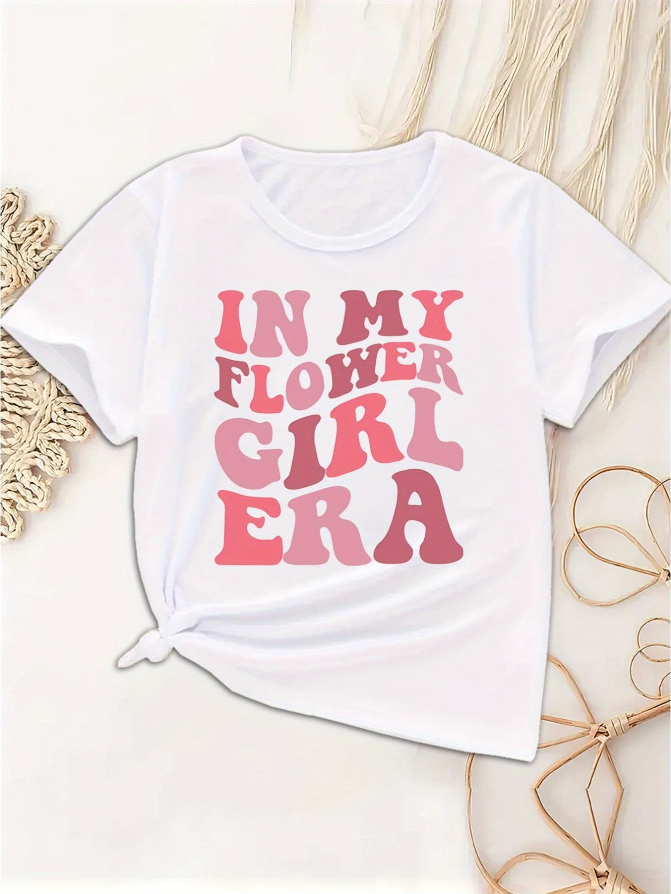 Comfy & Stretchy Girls' Pink "In My Flower Girl Era" Graphic Tee ...