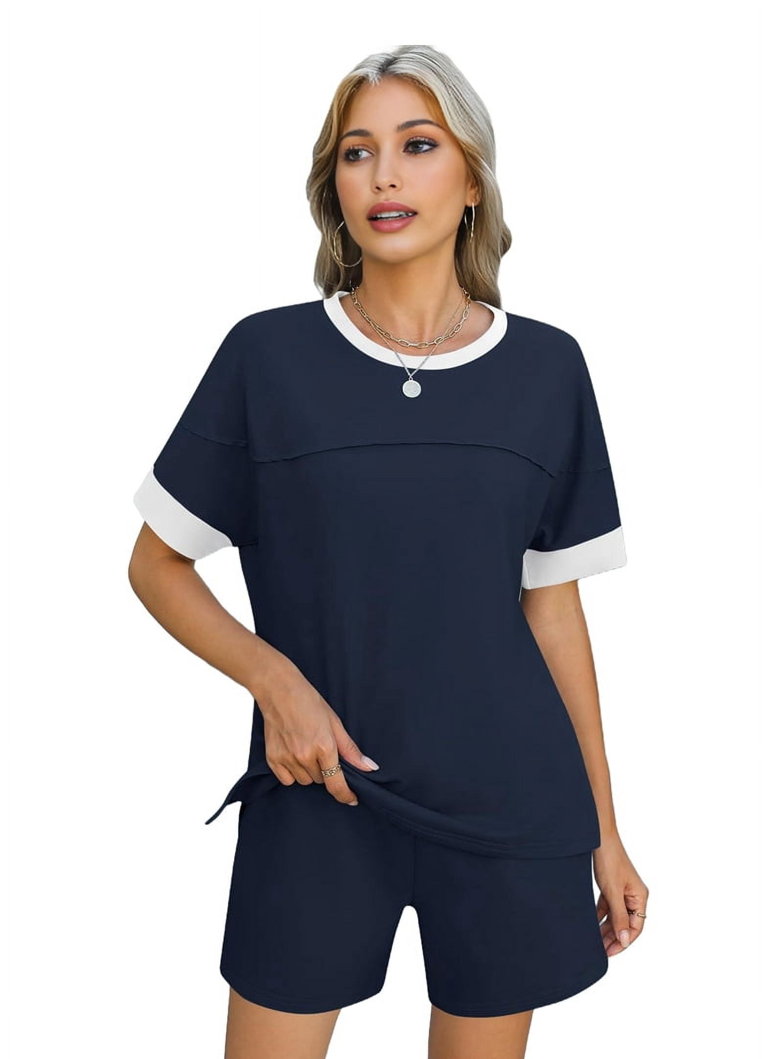 Comfy Summer Sets with Pockets Loose Fit Color Block Design Matching 2 ...