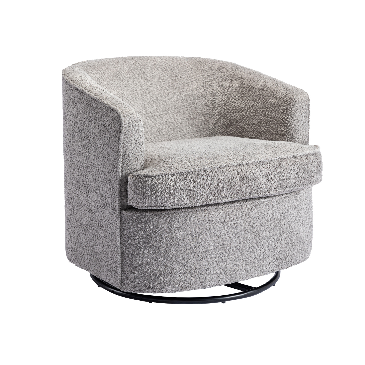 Comfy Teddy Swivel Barrel Chair with Curved Back and Arm, Round Accent ...