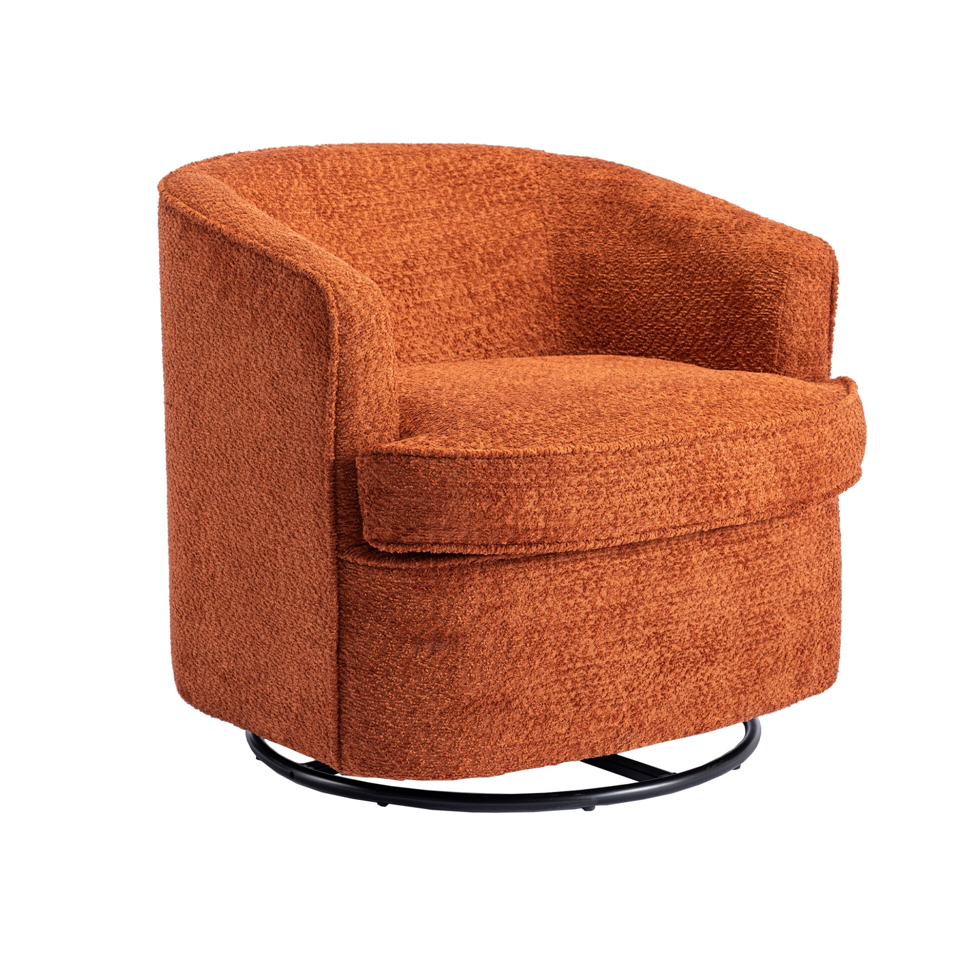 Comfy Teddy Swivel Barrel Chair with Curved Back and Arm, Round Accent ...