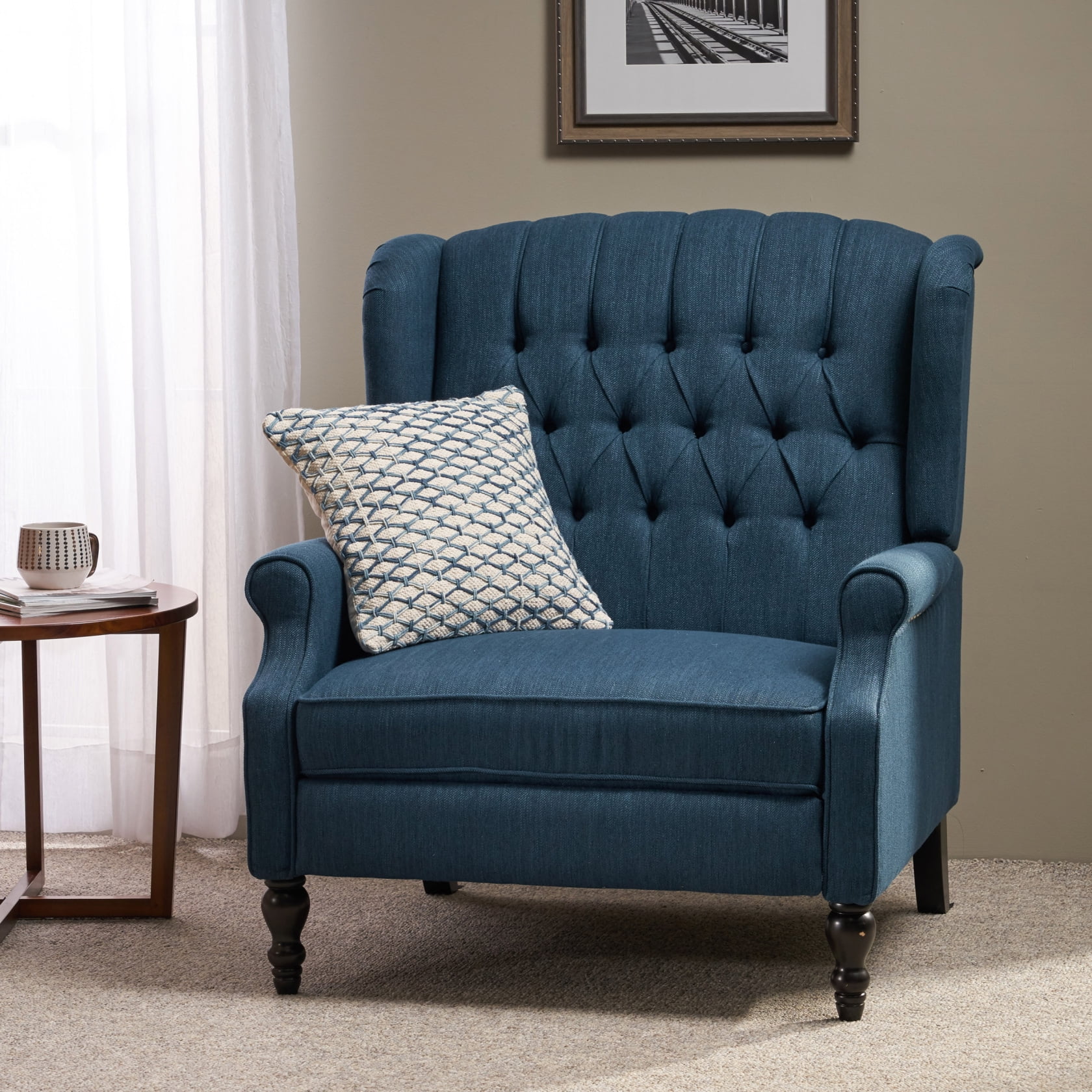 Comfy Upholstered Accent Reclining Chairs, Fabric Recliner Chair ...
