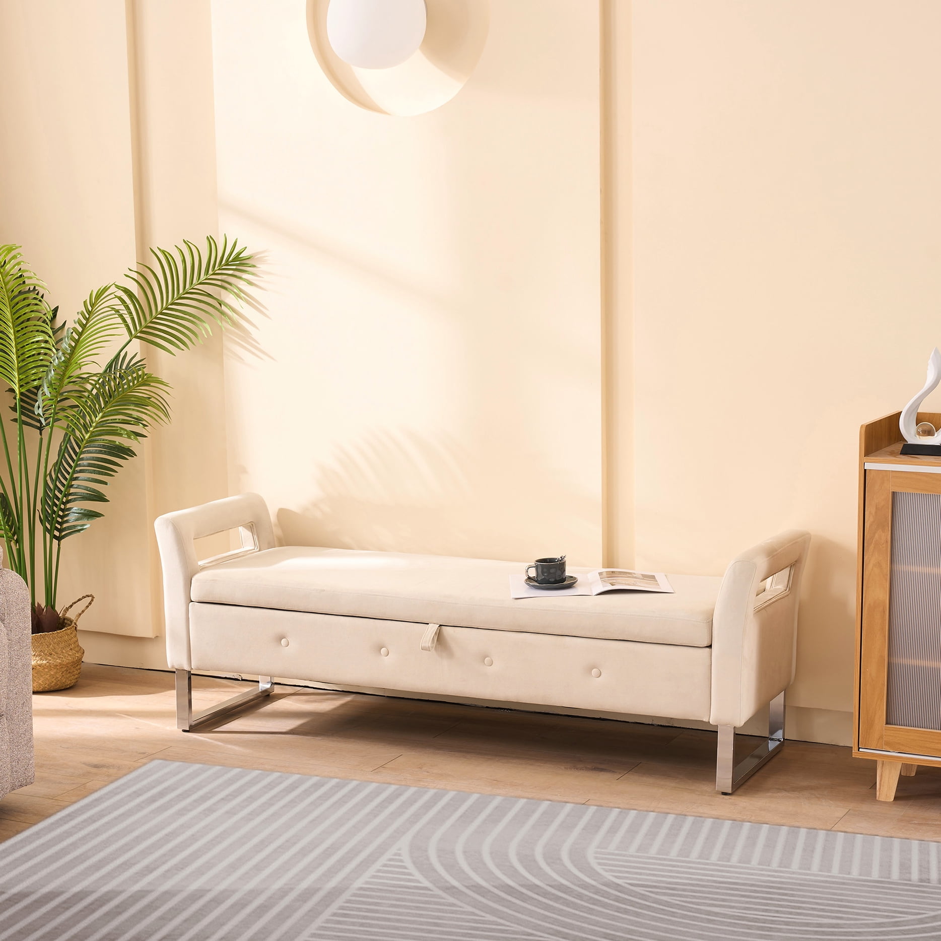 Comfy Velvet Storage Bench With - For Different Rooms Hidden ...