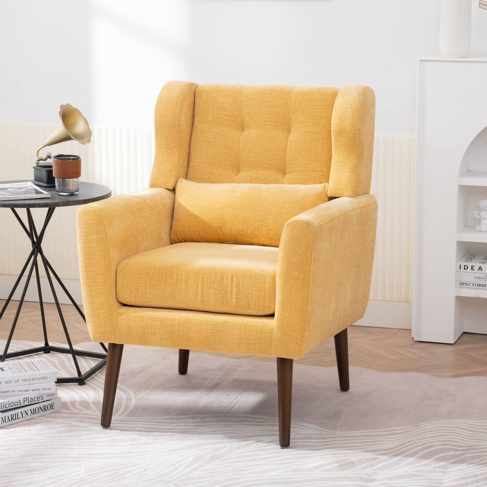 Comfy Wide Accent Chair, Chenille Upholstered Wingback Armchair with ...