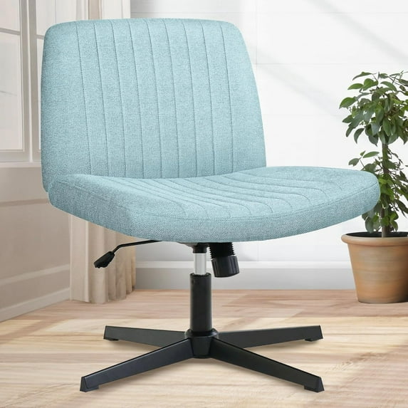 Comfy Wide Leather Criss Cross Chair with Wheels Dual Base Armless ...