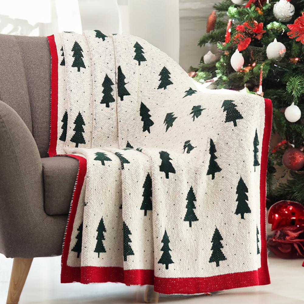 Comfy World Collection Christmas Tree Forest Cotton Throw 100% Cotton ...