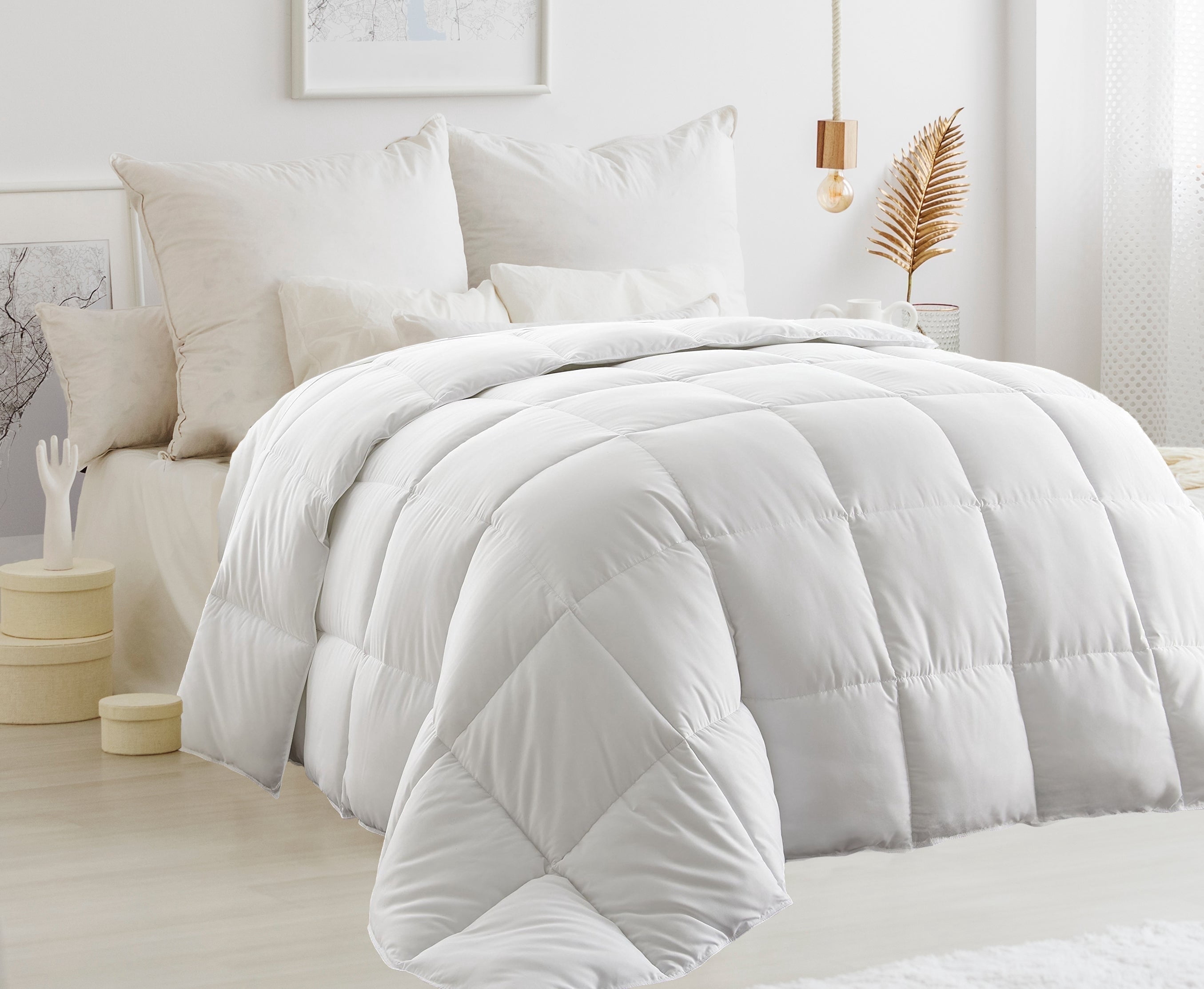 ComfyDown Down Feather White Comforter - Made in USA - 100% Cotton ...