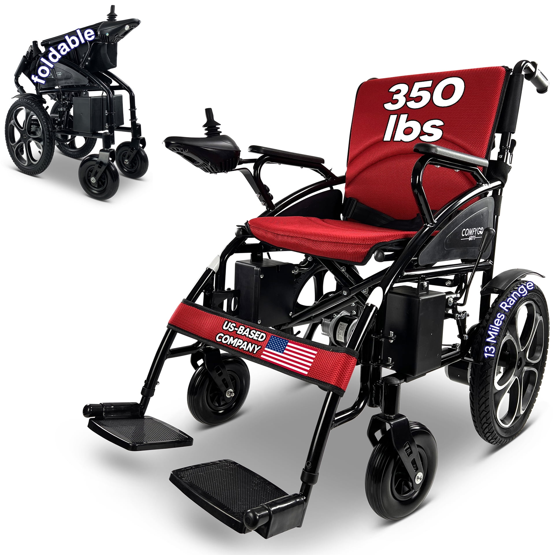 Comfygo Lightweight Electric Wheelchairs for Adults, Portable ...