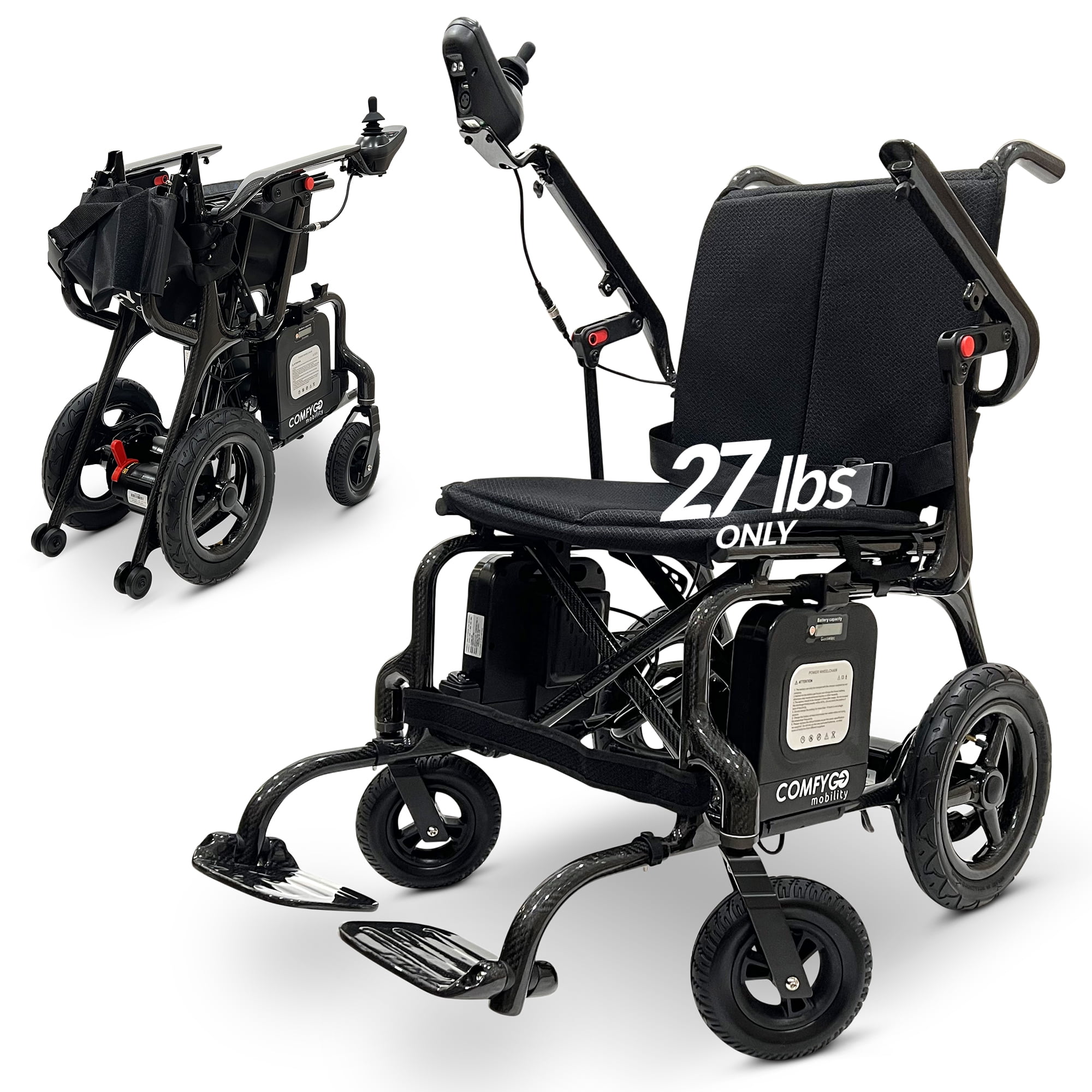 ComfyGO Phoenix Lightweight Electric Wheelchair, Only 27 lbs, 286 lbs ...