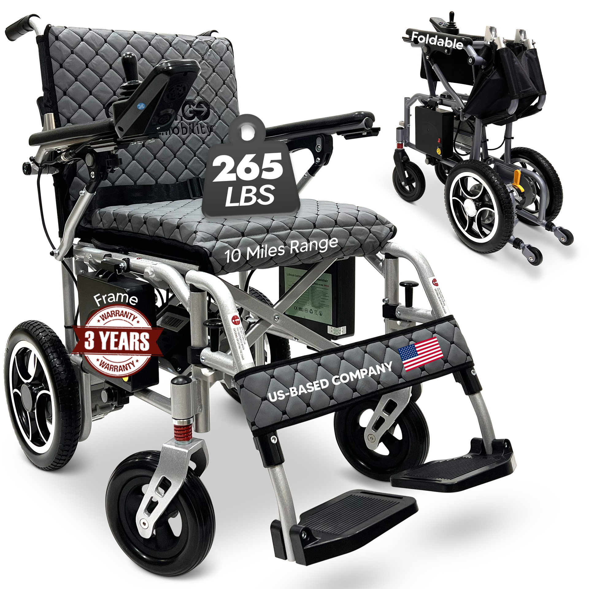 ComfyGO X-7 Lightweight Electric Wheelchair, Only 40 lbs, 265 lbs ...